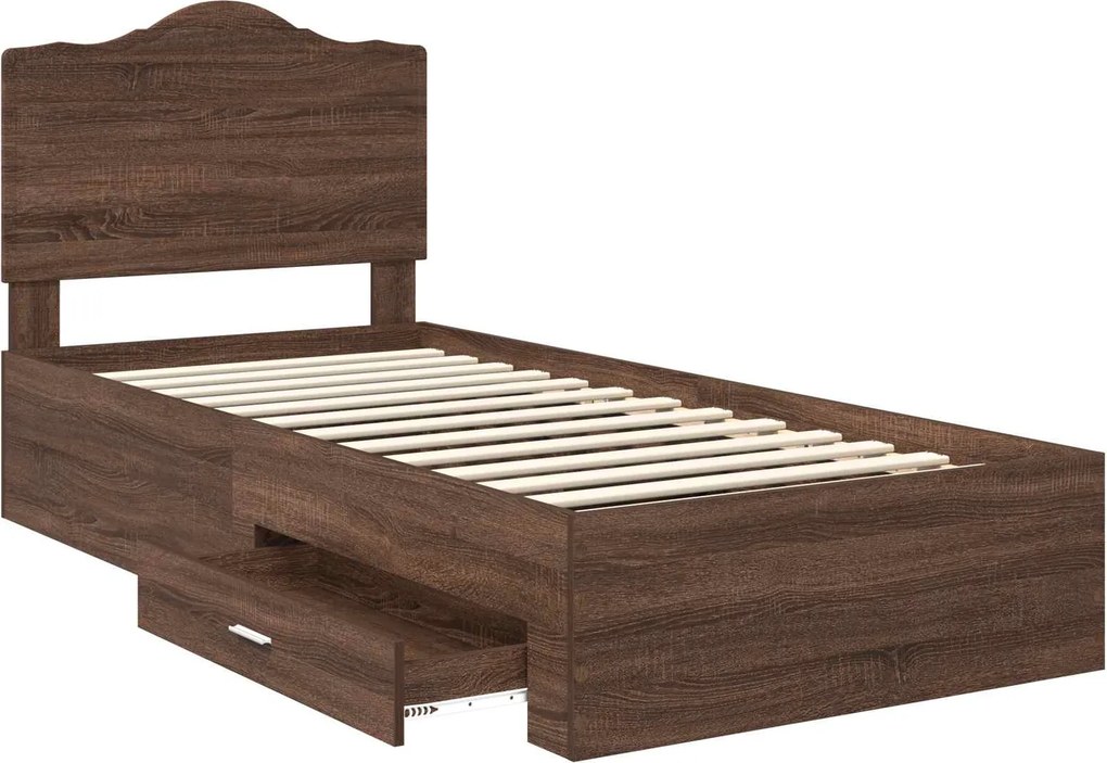 Rám postele se zásuvkou Hnědý dub 70 x 190 cm Kompozitní dřevo 3413672