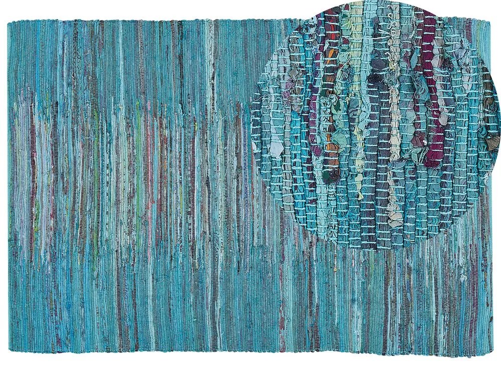 Modrý tkaný bavlněný koberec 160x230 cm MERSIN Beliani