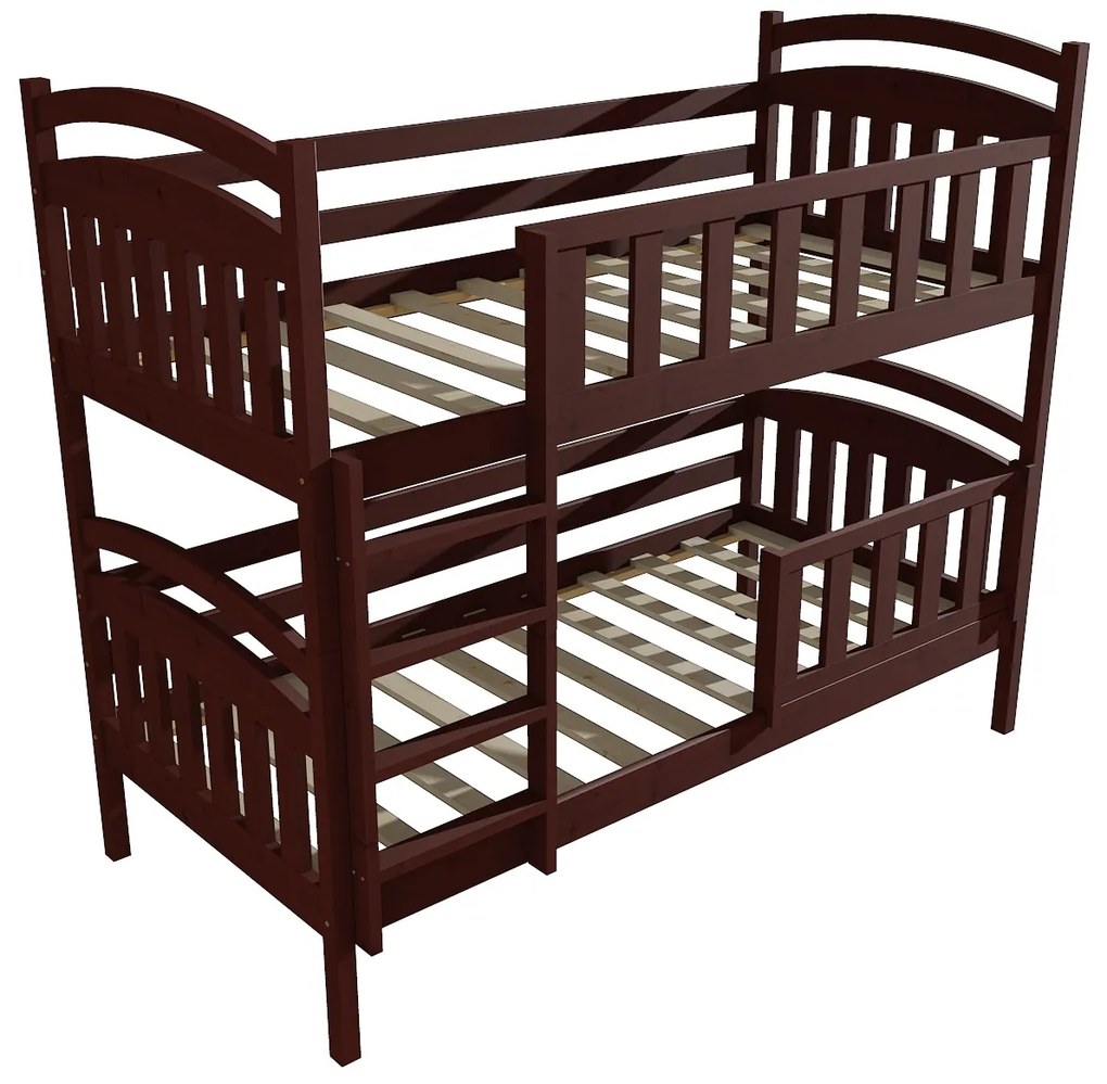 Vomaks Patrová postel PP 005 se zábranou Rozměr: 80 x 200 cm, Barva: surové dřevo, Prostor mezi lůžky: 80 cm