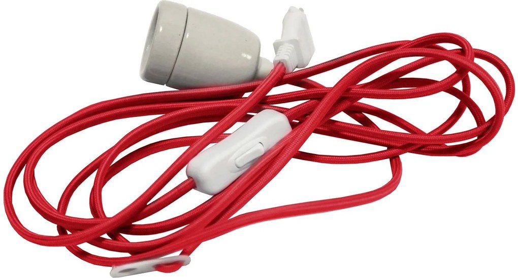 E27 patice Glaze s kabelem, červená a bílá