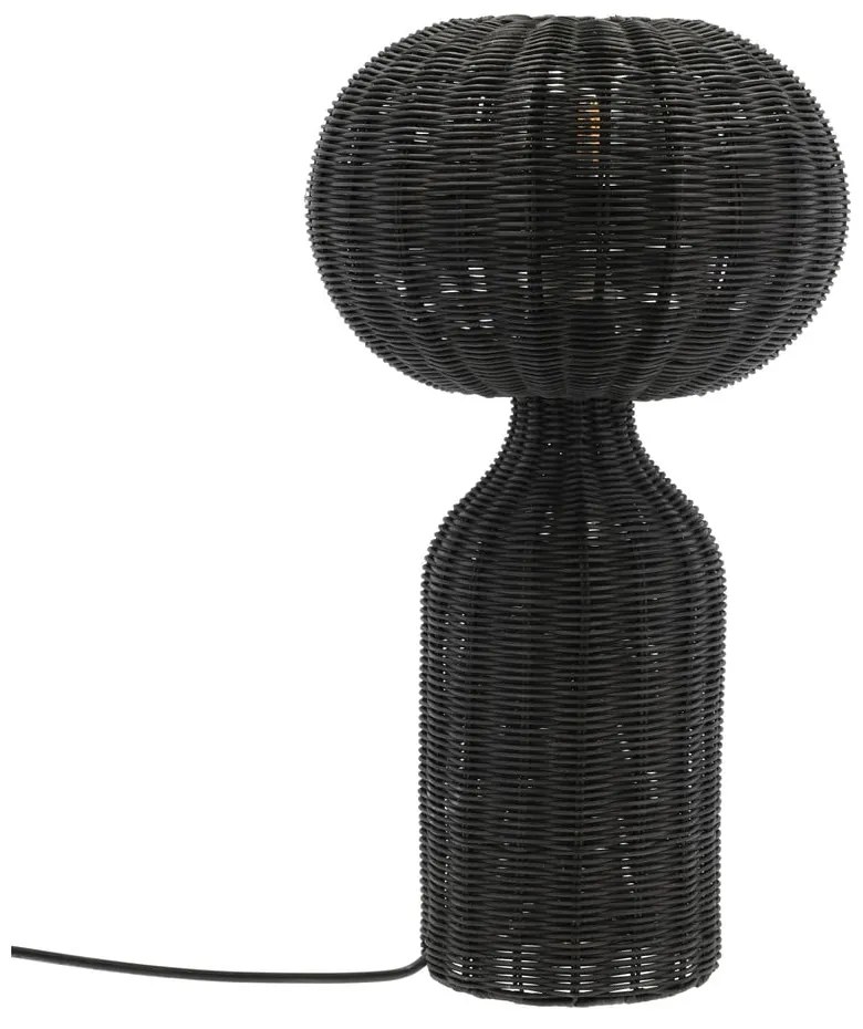 Černá stolní lampa s ratanovým stínidlem (výška 43 cm) Werna – Villa Collection