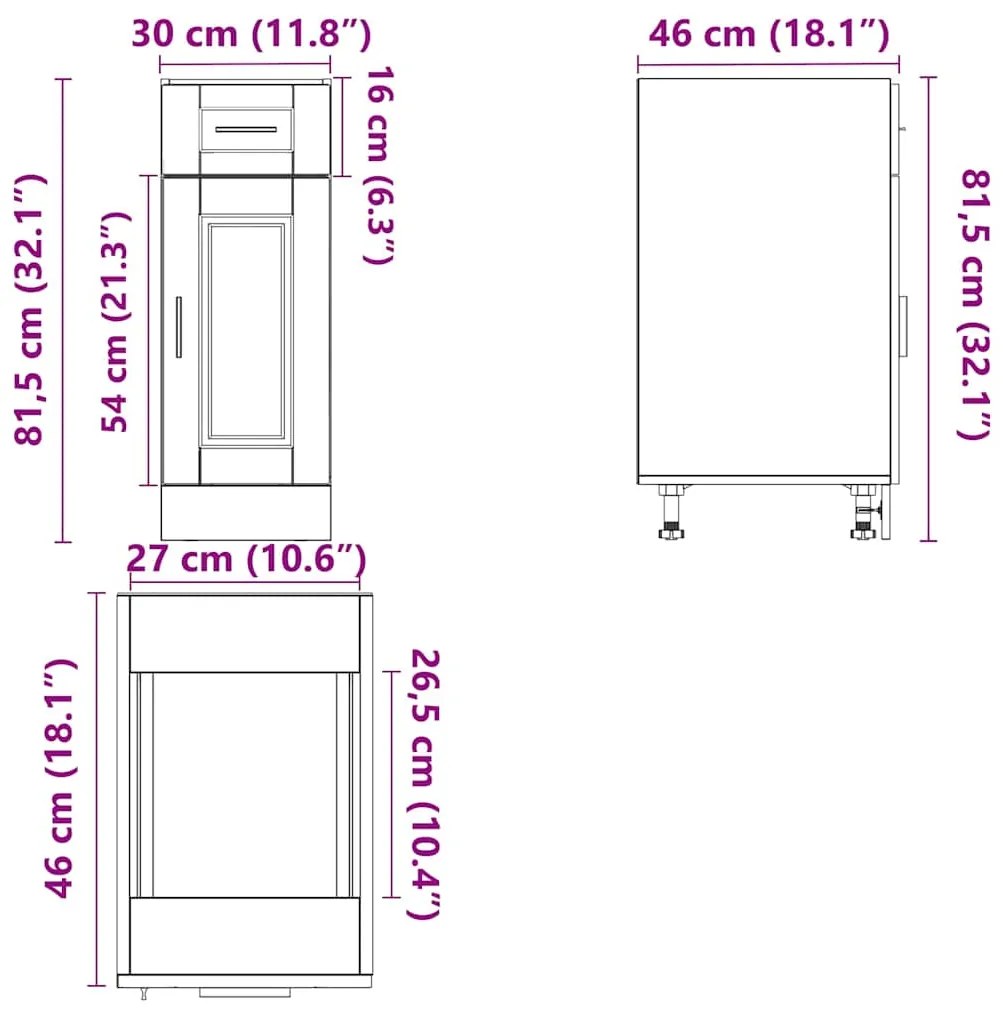 Kuchyňská Spodní Skříňka Porto Kompozitní Dřevo Hnědý Dub
