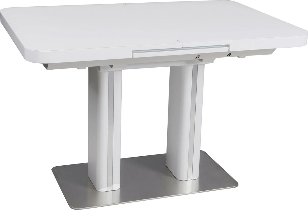 XXXLutz JÍDELNÍ STŮL, bílá, barvy nerez oceli, 120-160/80/76 cm Hom`in - Jídelní stoly - 000069005201
