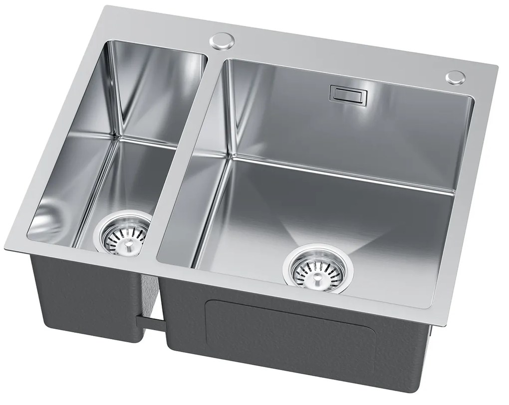 Erga HD, 1,5-komorový ocelový dřez 610x510x210 mm s dávkovačem saponátu, ocelová, ERG-MLS-HD6151