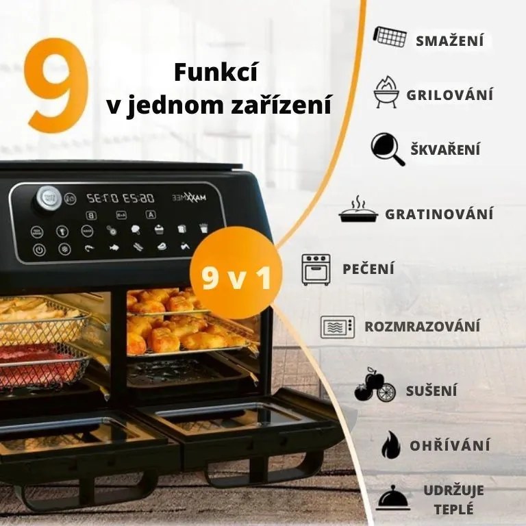 GourmetMaxx Dvojitá horkovzdušná fritéza MaxxMee DUAL 05535