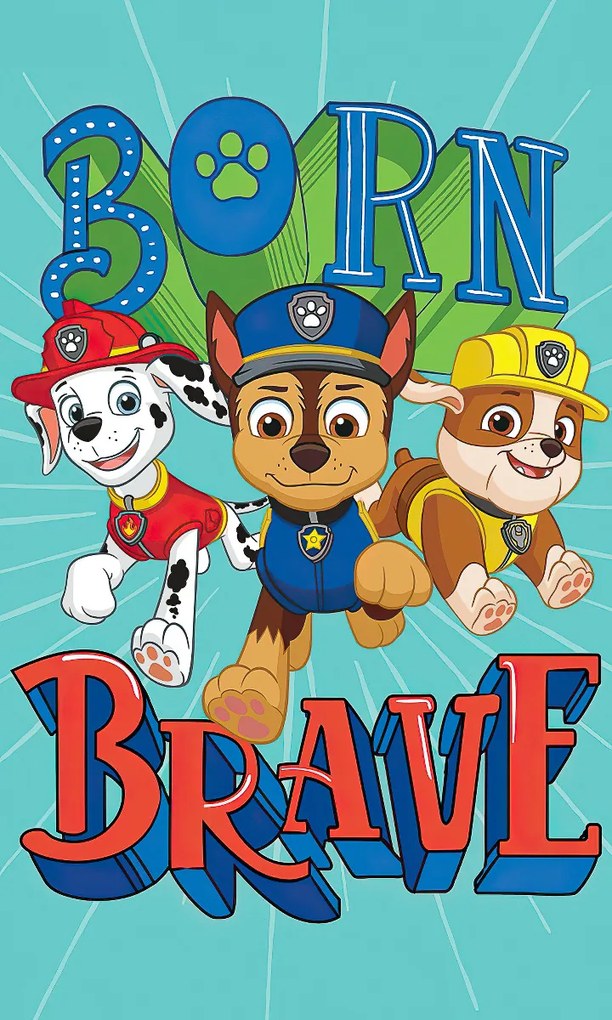 Carbotex dětský froté ručník TLAPKOVÁ PATROLA (PAW PATROL) BORN BRAVE, tyrkysový, 30x50cm