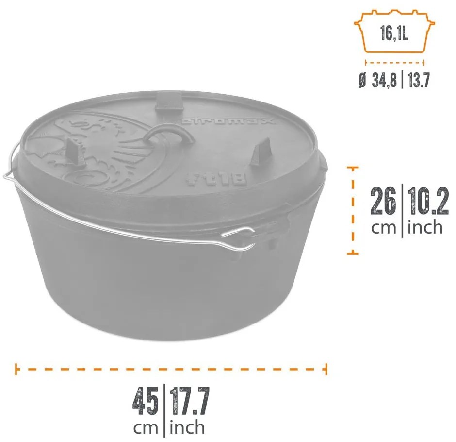 PETROMAX LITINOVÝ KOTLÍK BEZ NOŽIČEK "DUTCH OVEN"