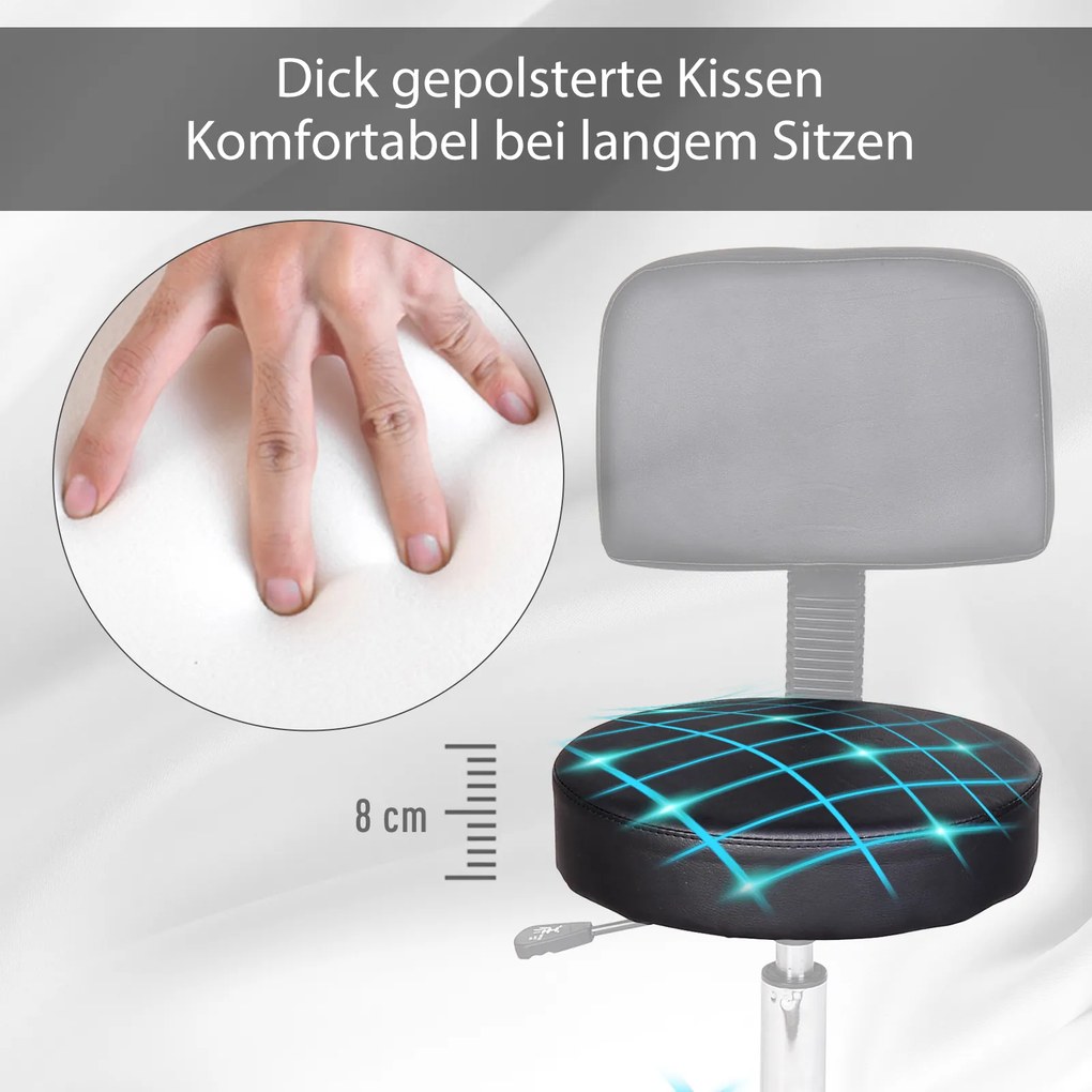 HOMCOM Rolling stool Pracovní stolička Kosmetická stolička Otočná stolička Stolička Profesionální salon | Aosom