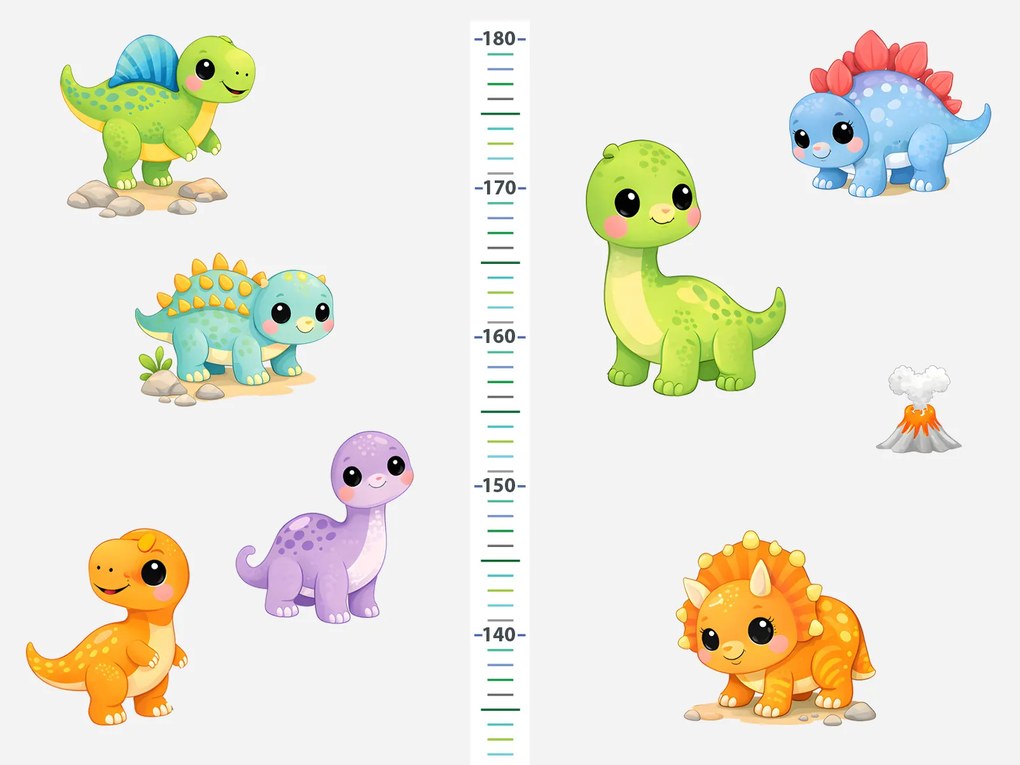 Metr dino dinosauři textilní přelepitelné samolepky na zeď výška 160 cm