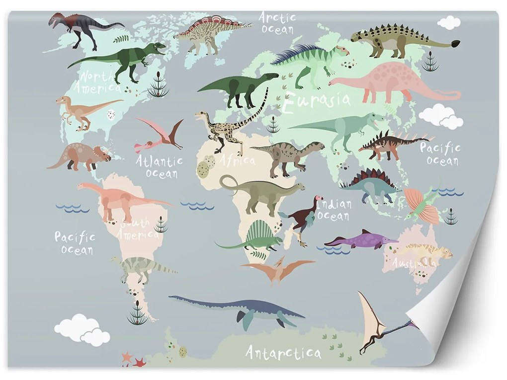 Gario Fototapeta Pastelová mapa dinosaurů Materiál: Vliesová, Rozměry: 200 x 140 cm