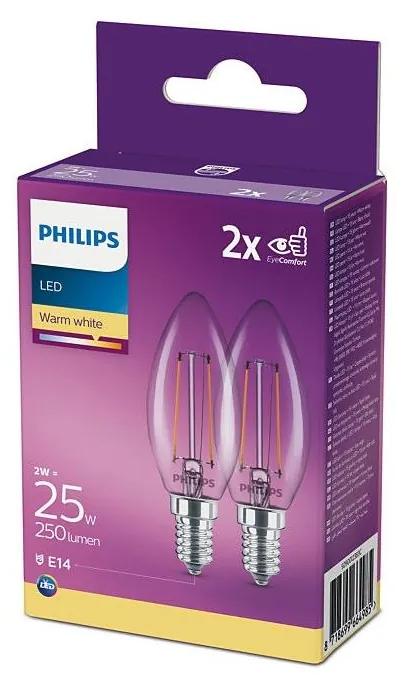 Philips | SADA 2x LED Žárovka Philips B35 E14/2W/230V 2700K | P4318