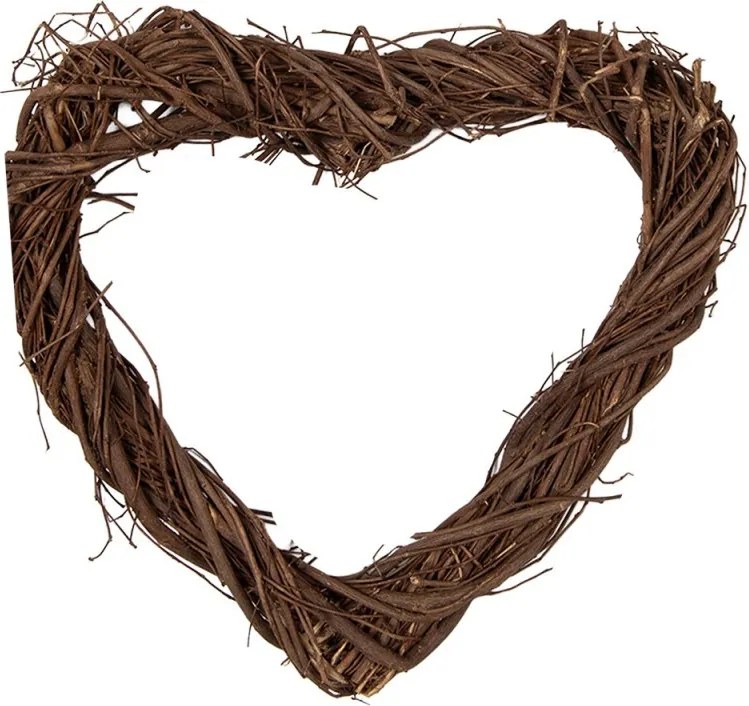 Přírodní hnědé proutěné srdce Woodly XS - 20*3*20 cm
