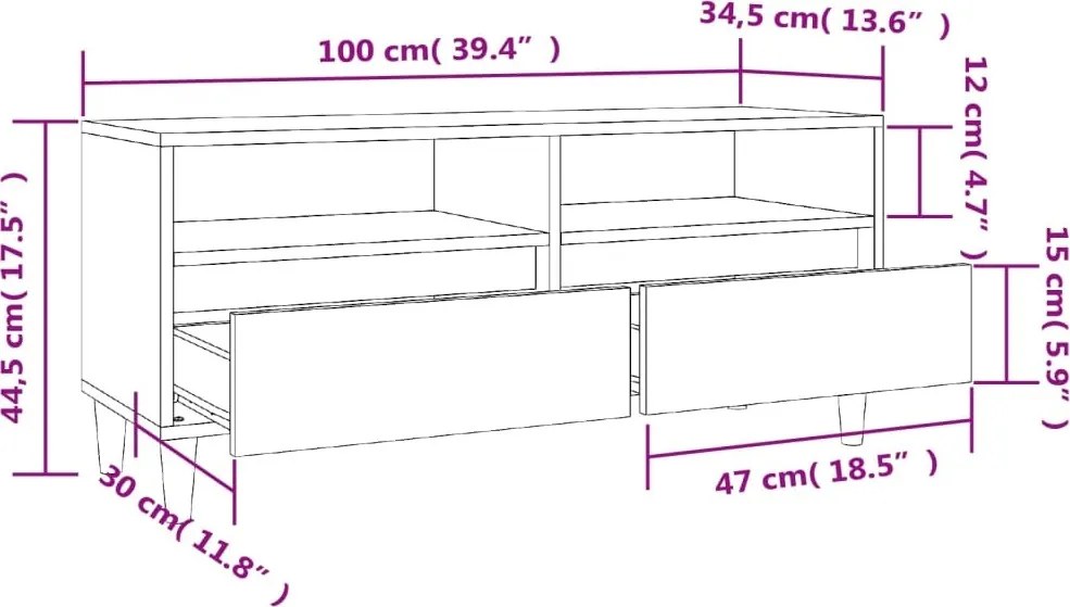 vidaXL TV skříňka 100 x 34,5 x 44,5 cm kompozitní dřevo [831899] Barva: bílá s vysokým leskem