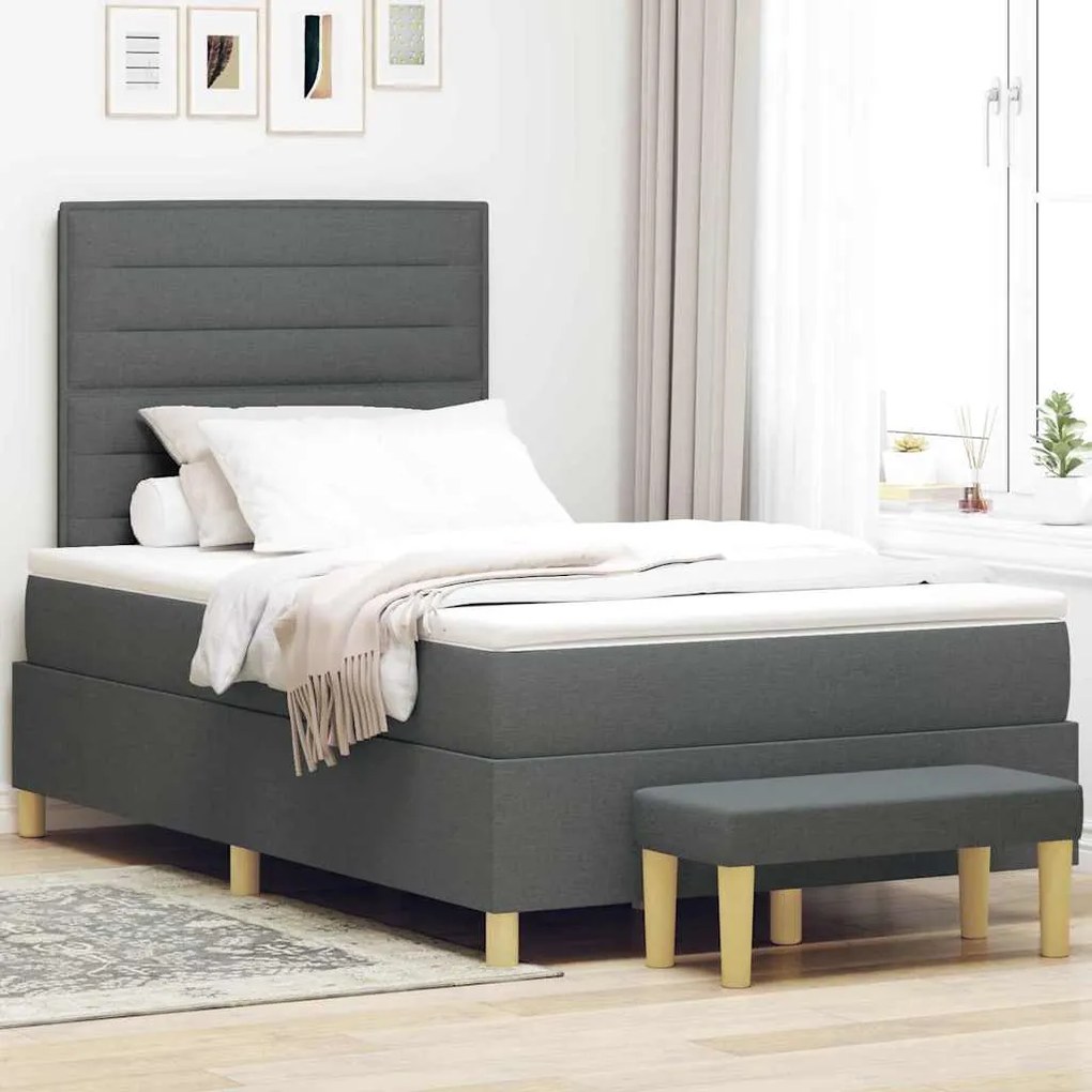 Postel s boxspringem s čelo Tmavě šedá 190 x 120 cm textil 3344206