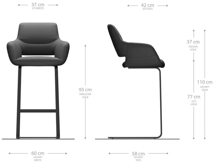 Barová židle Yago-Flex konzolová podnož plochá kov černá smíšené