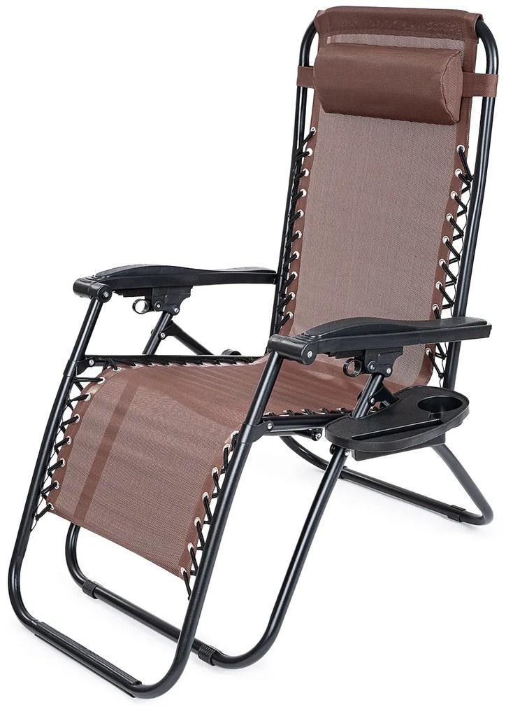 4Home Zahradní plážové polohovací křeslo Relax, hnědá