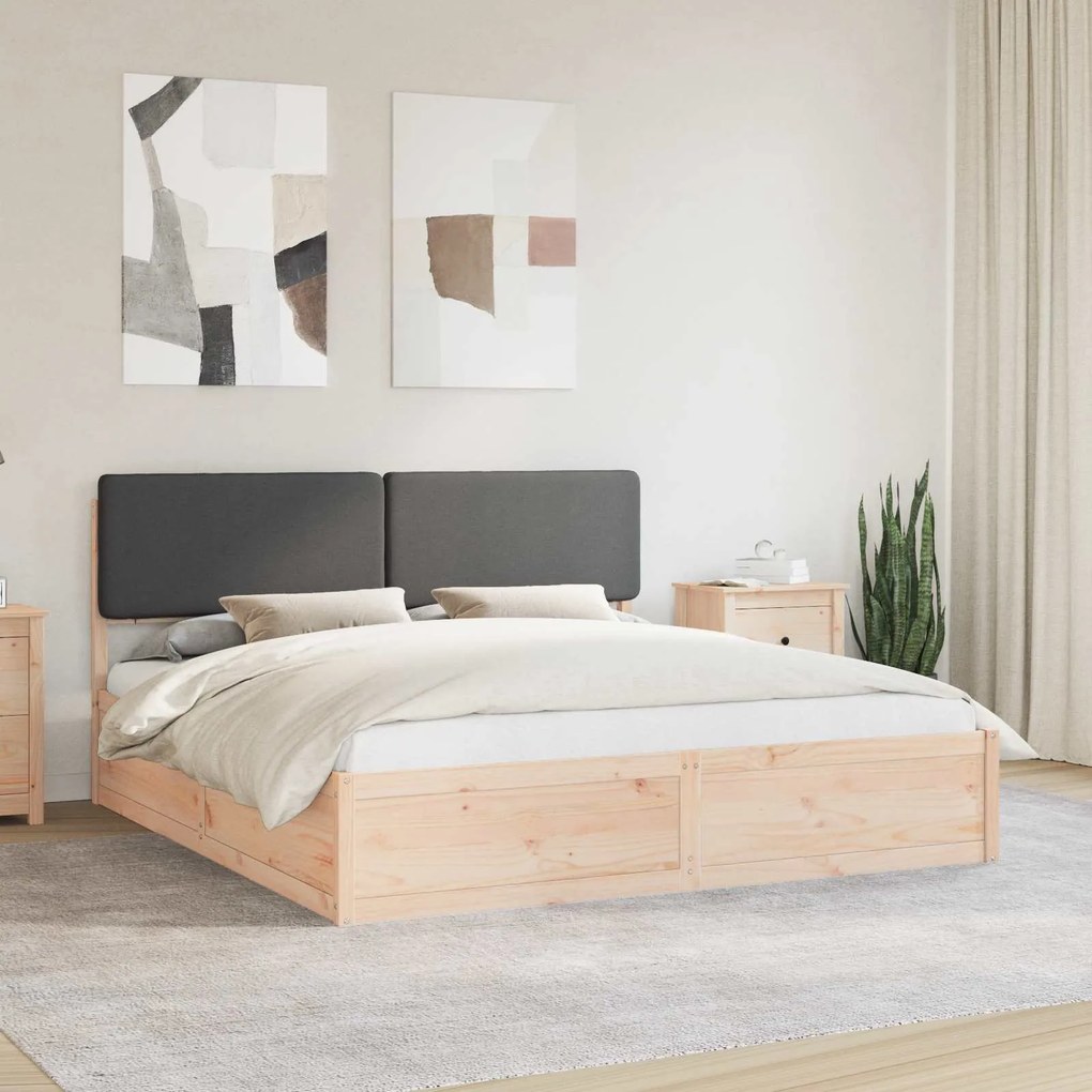 Rám postele s čalouněným čelem s čelo Tmavě šedá 200 x 200 cm 3398140