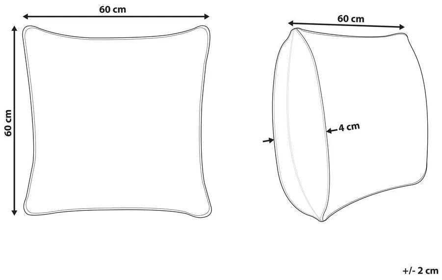 Dekorační polštář s potiskem a střapci 60 x 60 cm béžový WATTLE Beliani