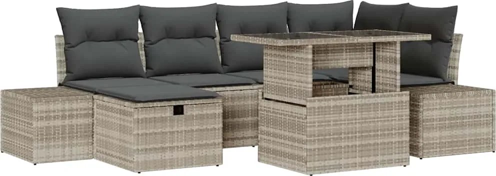 Sada zahradních pohovek 7 ks Světle šedá polyratan 3361211