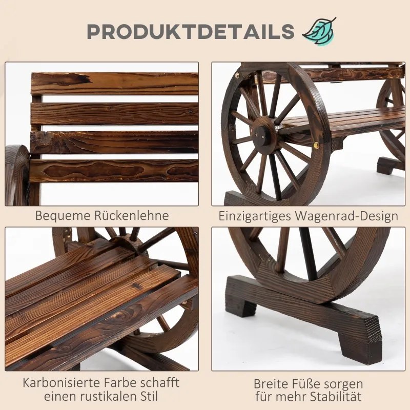 Zahradní designová lavice pro 2 osoby, dřevo masiv, tmavě hnědá, 105,5 x 56 x 79 cm 84B-183V00TN