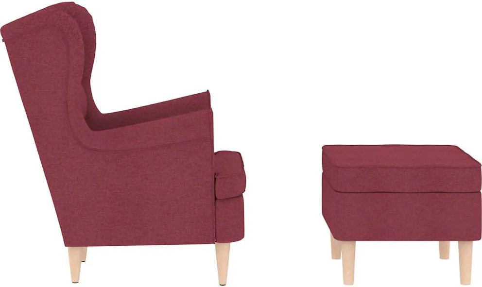 Křeslo s podnožkou vínové textil 3307992