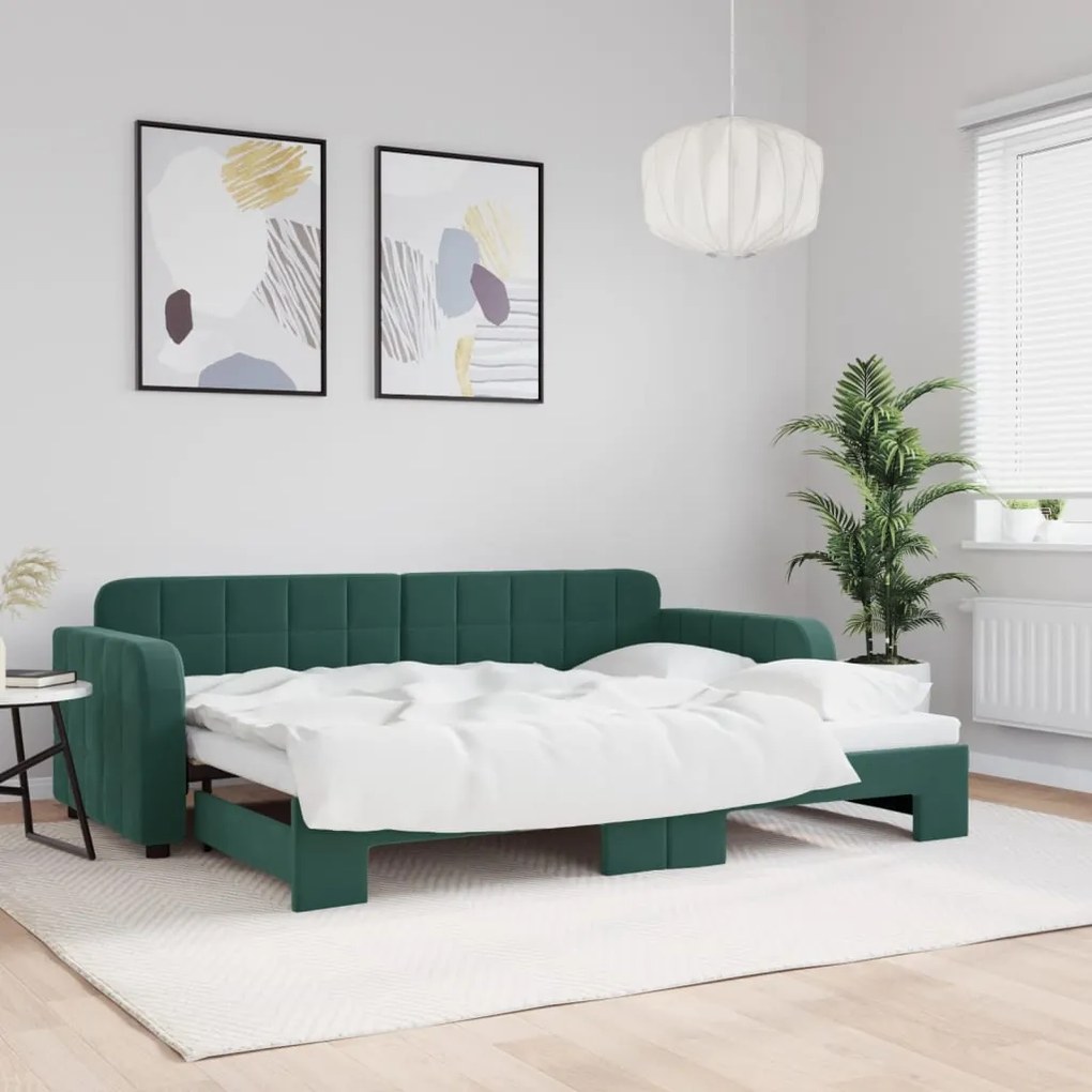 Válenda s přistýlkou tmavě zelená 80 x 200 cm samet 3196924