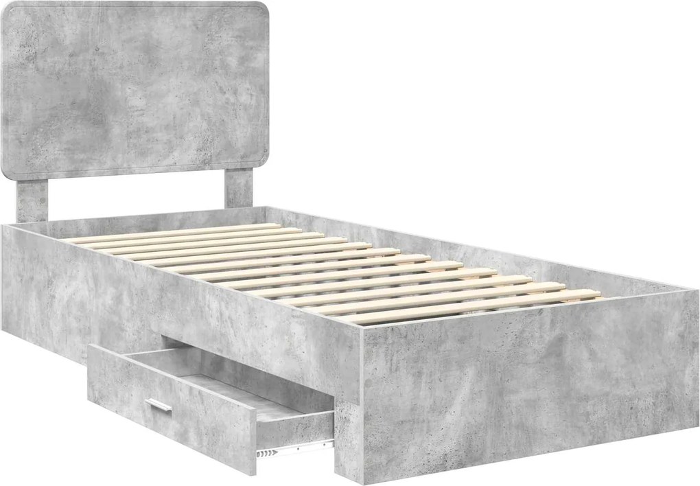 Rám postele s čelo Betonově šedá 90 x 200 cm Kompozitní dřevo 3412831