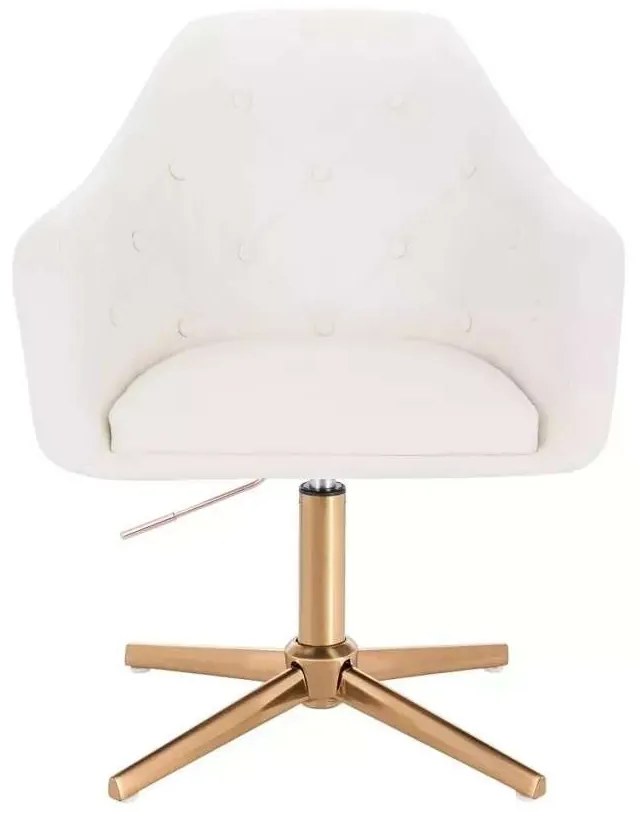 LuxuryForm DESIGN Otočné křeslo ANDORA na zlatém kříži - bílé
