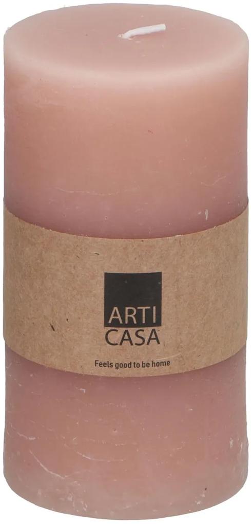 Sloupová svíčka Arti Casa, růžová, 7 x 13 cm