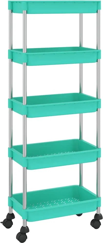 Kuchyňský vozík s 5 patry tyrkysový 42x29x128 cm železo a ABS 336334