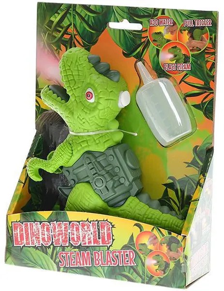 Dinoworld dinosaurus 17cm na baterie se světlem a zvukem vytvářející páru Hnědý