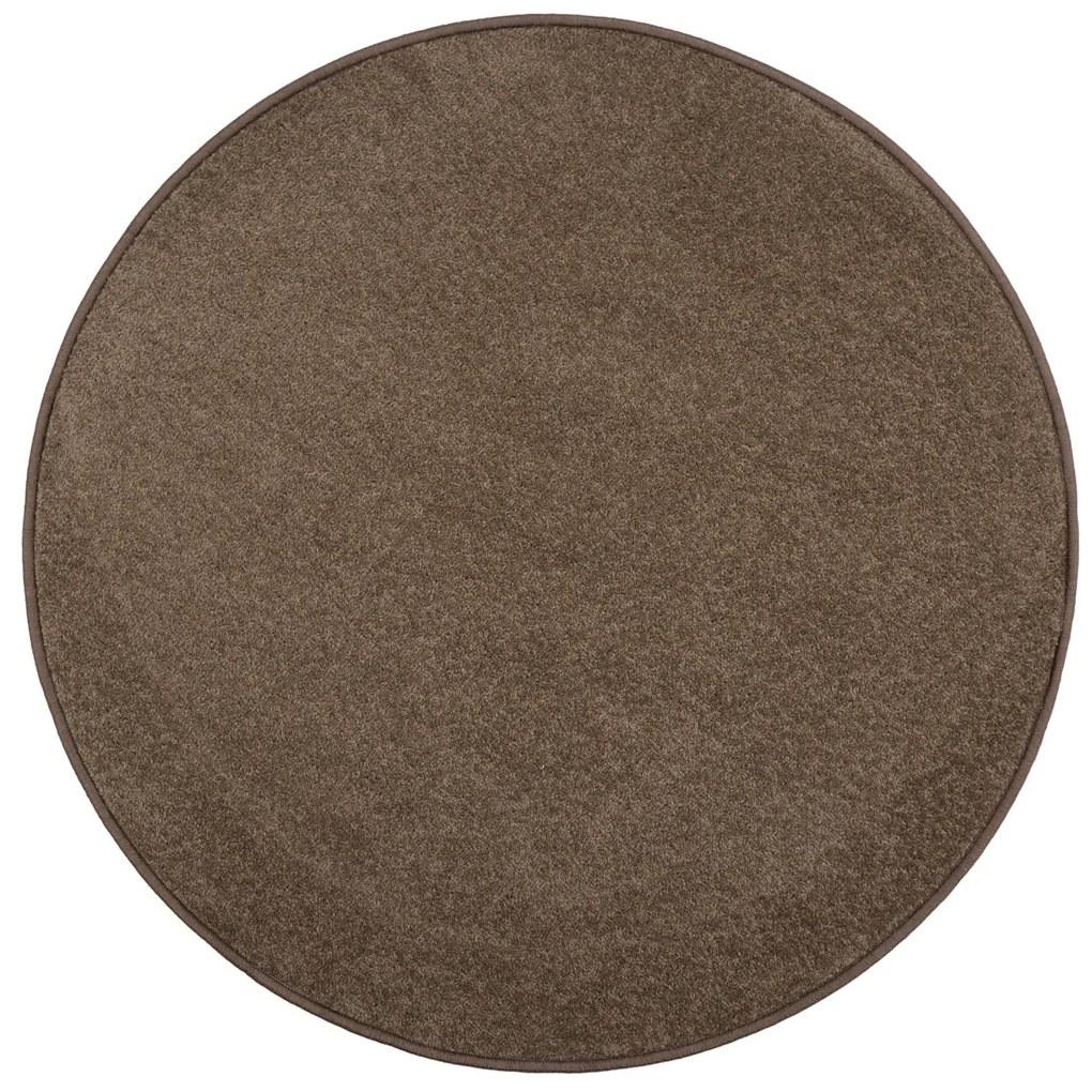 Vopi, Kusový koberec Eton hnědý 97 kruh, 100x100 (průměr) kruh, hnědá, chodba / předsíň