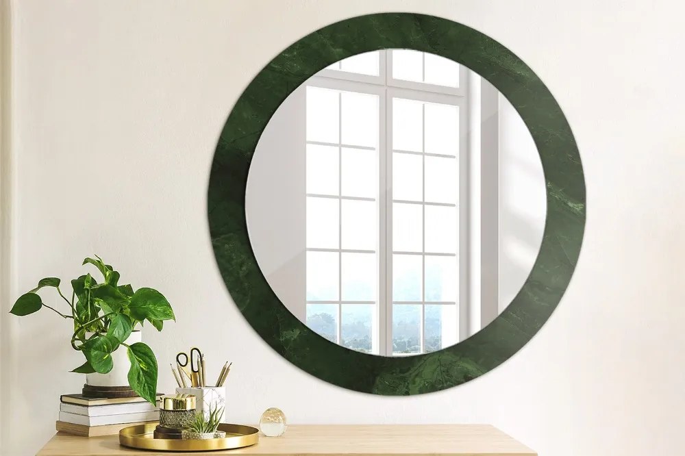 Kulaté dekorativní zrcadlo na zeď Zelený mramor fi 70 cm