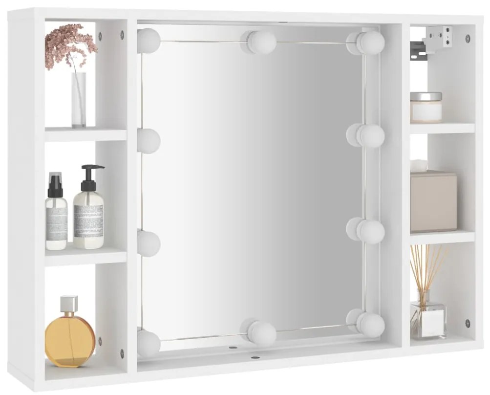Zrcadlová skříňka s LED bílá 76 x 15 x 55 cm - Default Title