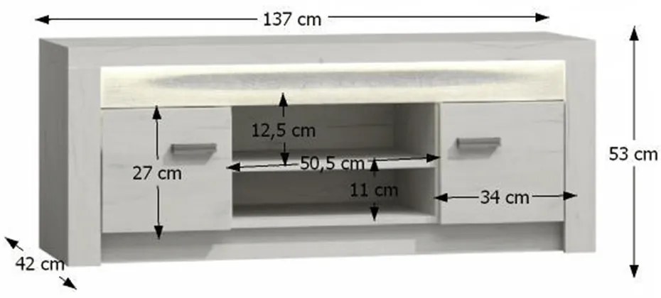 Kondela RTV stolek / skříňka, jasan bílý, INFINITY I-09