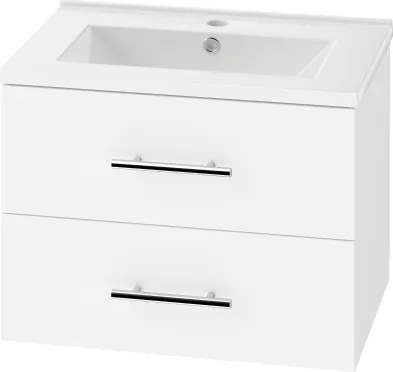 HOMCOM spodní skříňka pod umyvadlo pro montáž na stěnu koupelnová skříňka s keramickým umyvadlem 60 cm bílá