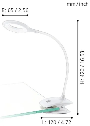 Eglo 97077 - LED Stmívatelná lampa s klipem CABADO LED/3W/5V bílá