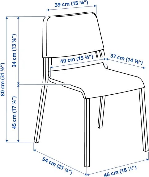 NORDEN / TEODORES Stůl a 4 židle, bříza/bílá, 26/89/152 cm