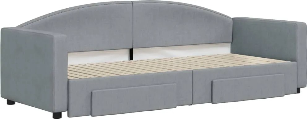 Válenda s přistýlkou a zásuvkami světle šedá 80 x 200 cm textil 3197219