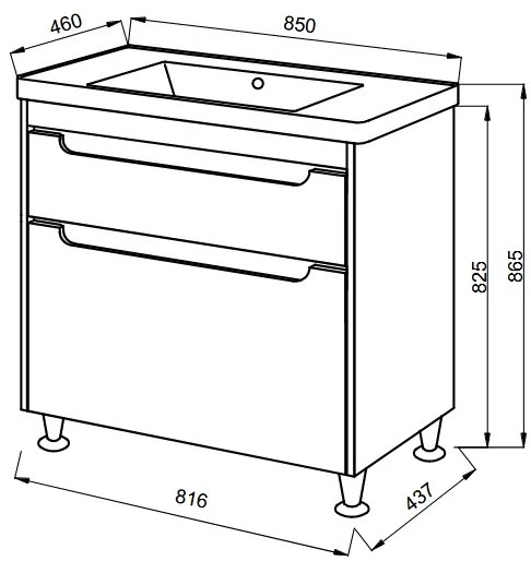 Lavedo Valencia Trio grey 85 koupelnová skříňka s umyvadlem