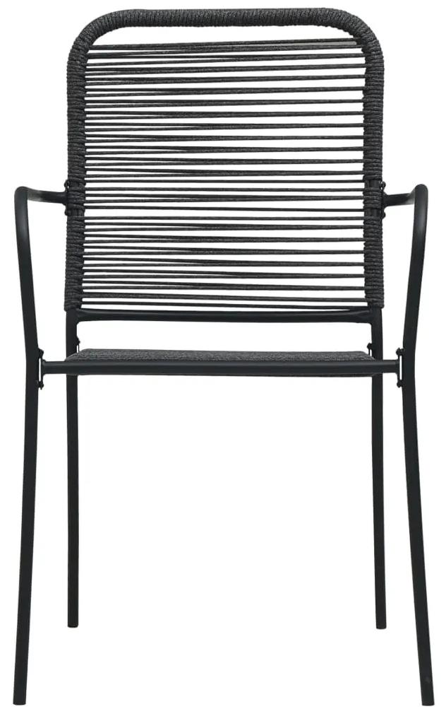 Zahradní židle 2 ks bavlněné provázky a ocel černé,  48568