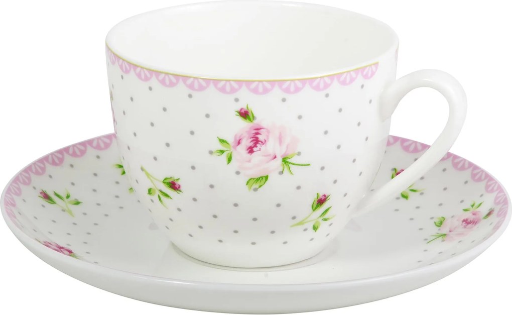 IB LAURSEN Šálek s podšálkem Cottage rose, růžová barva, porcelán 200 ml