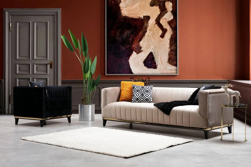 Designová 3-místná sedačka Telissa 222 cm béžová