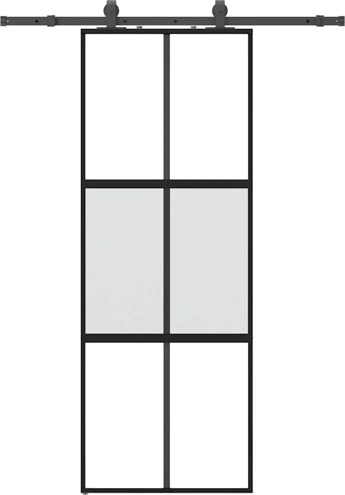 Posuvné dveře se sadou kování černé 76x205 cm Tvrzené sklo 3375915