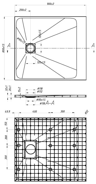 BPS-koupelny Obdélníková akrylátová sprchová vanička HYD-OSV-RIKO 90x80 černý mramor