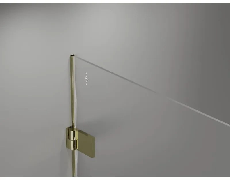 Mexen Lunar-B Duo, výklopný sprchový kout 100 x 75 cm, 8mm čiré sklo, zlatý profil, 832-100L-075P-50-00