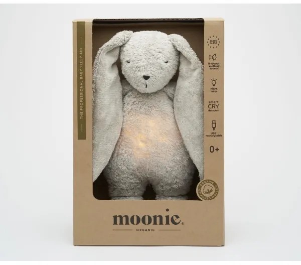 Moonie - Usínáček s melodií a světlem zajíček 2.0 organic grey