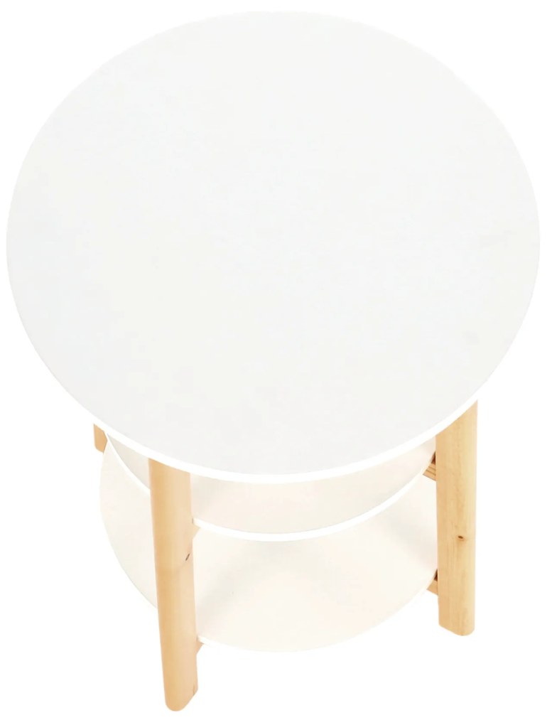Příruční stolek, bílá/přírodní, KASE