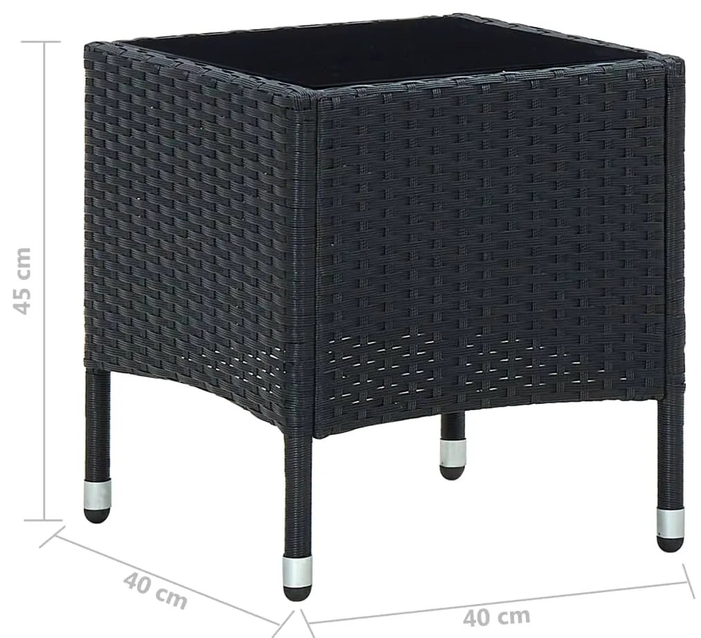 Zahradní stůl černý 40 x 40 x 45 cm polyratan - Default Title