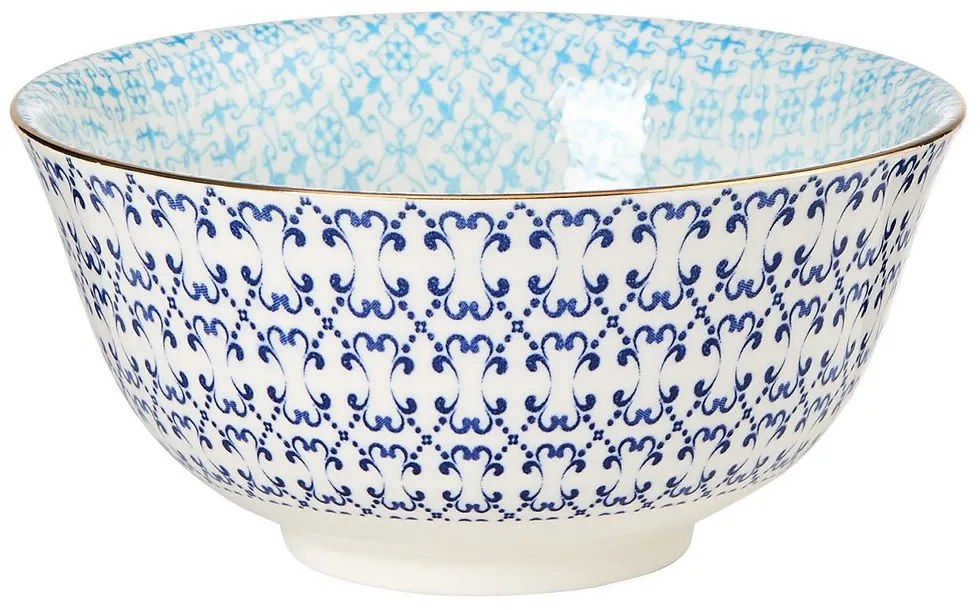 ORNAMENTS Miska se zlatým okrajem 520 ml - modrá/bílá
